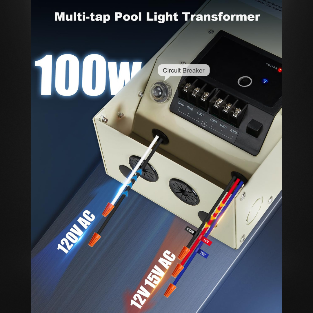 TSWP 100W/300W AC Pool Rated Digital Smart Wi-Fi 2.4Ghz 12V/15V Multi- – Sun Bright Lighting