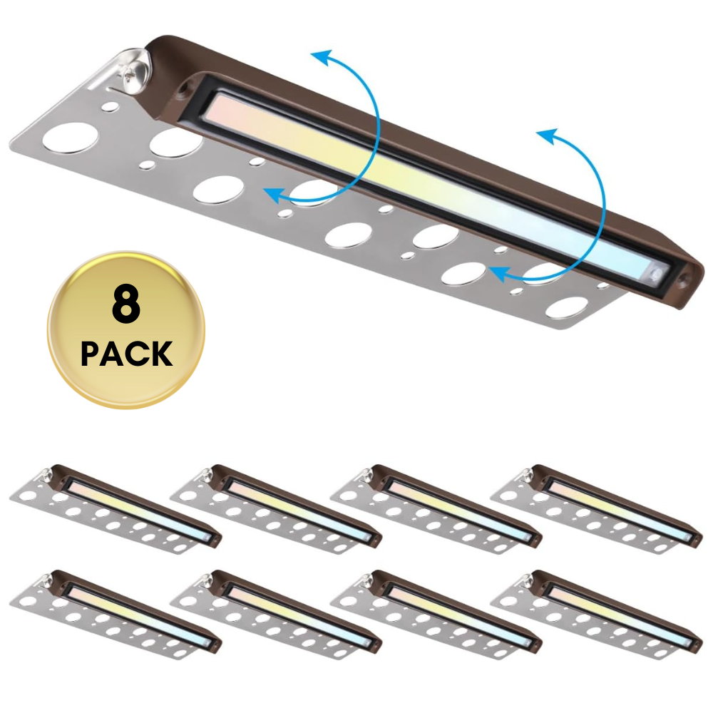 ELA08 8-Pack 12 Inch 5CCT 7W LED Retaining Wall Lights, Hardscape Colo