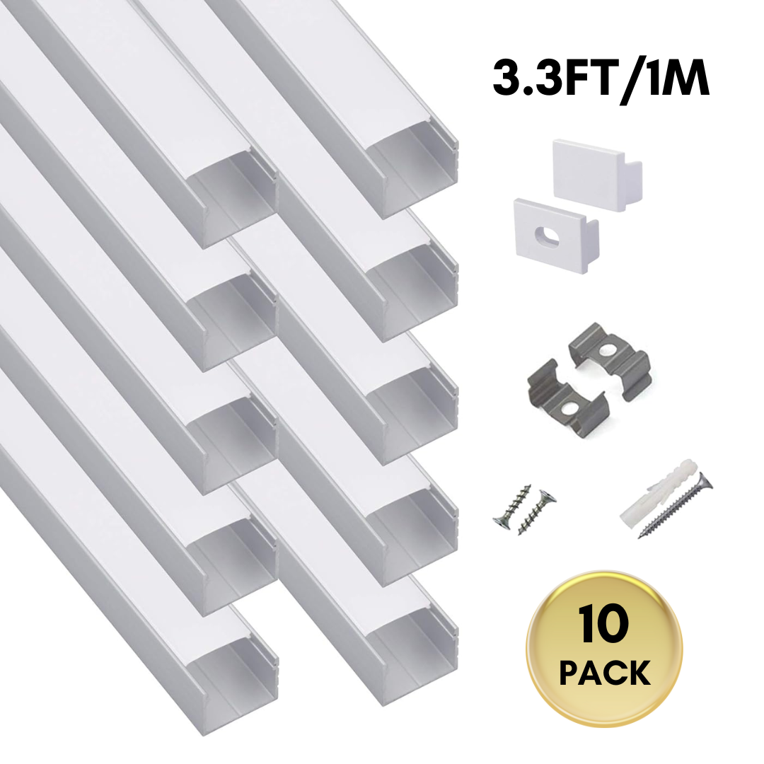 AC07 U-Shaped Square Aluminum Channel 3.3FT/1M and 6.6FT/2M For Max 16 ...