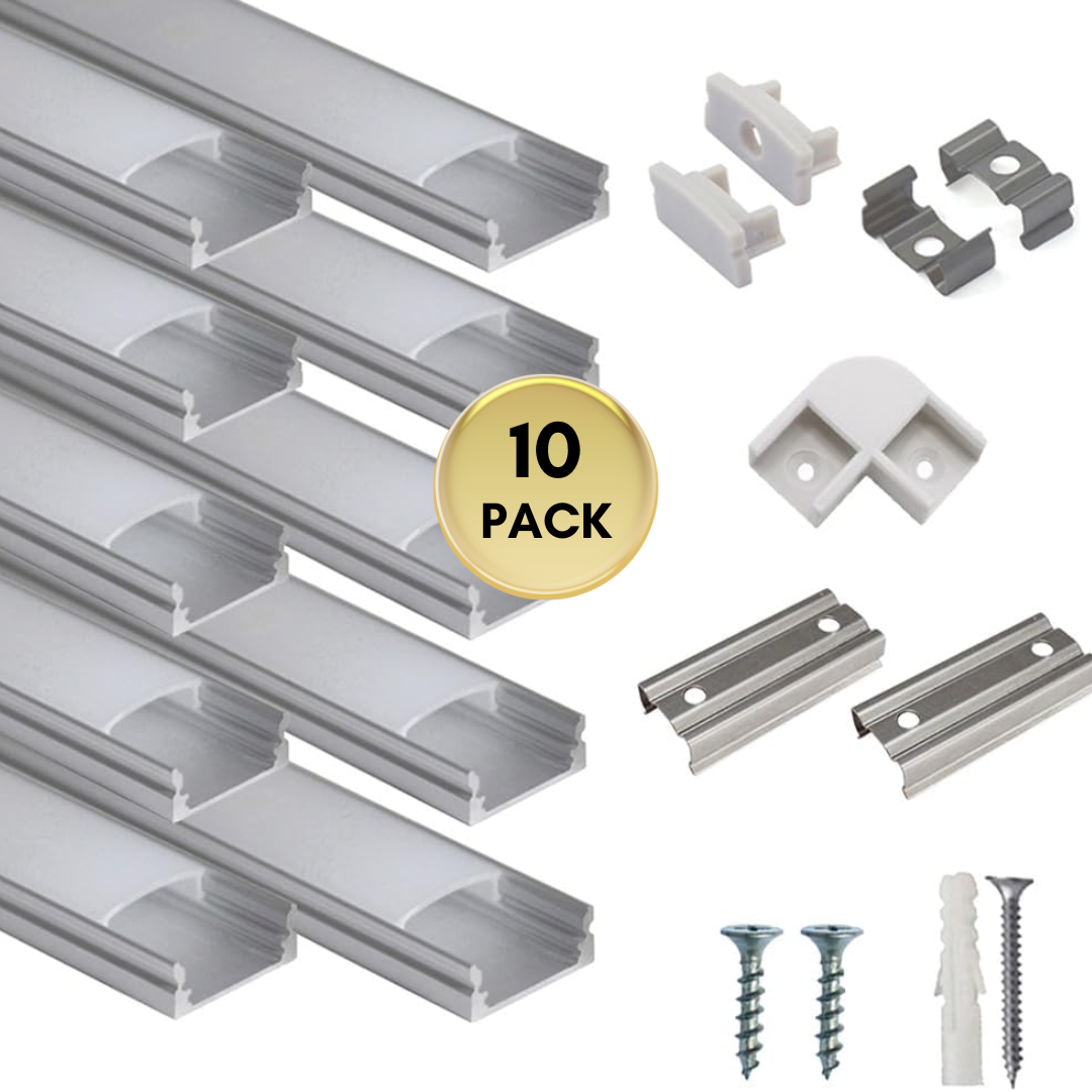 AC06 U-Shaped Silver or White Rectangular Aluminum Channel 3.3FT/1M Fo