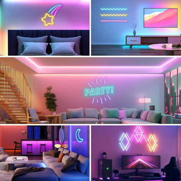 SLNR08 Dotless COB Smart Bluetooth RGB-IC Neon LED Strip Light DC24V I ...