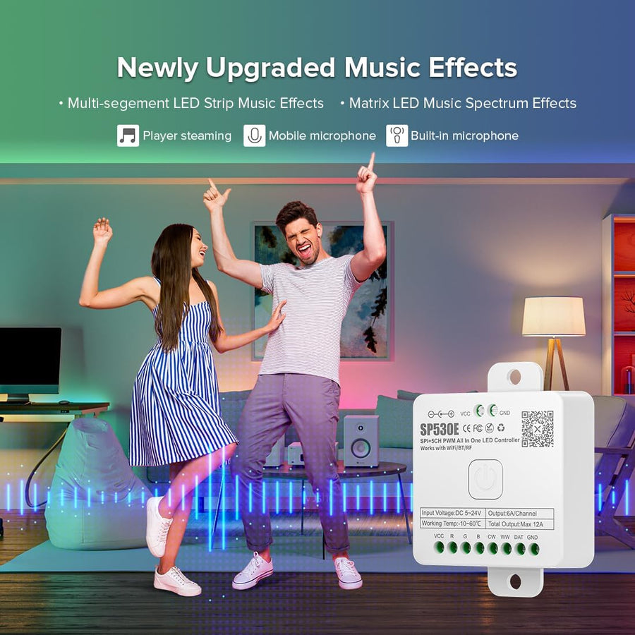 SP530E Smart Wi-Fi and Bluetooth RGB Addressable LED Controller Compat