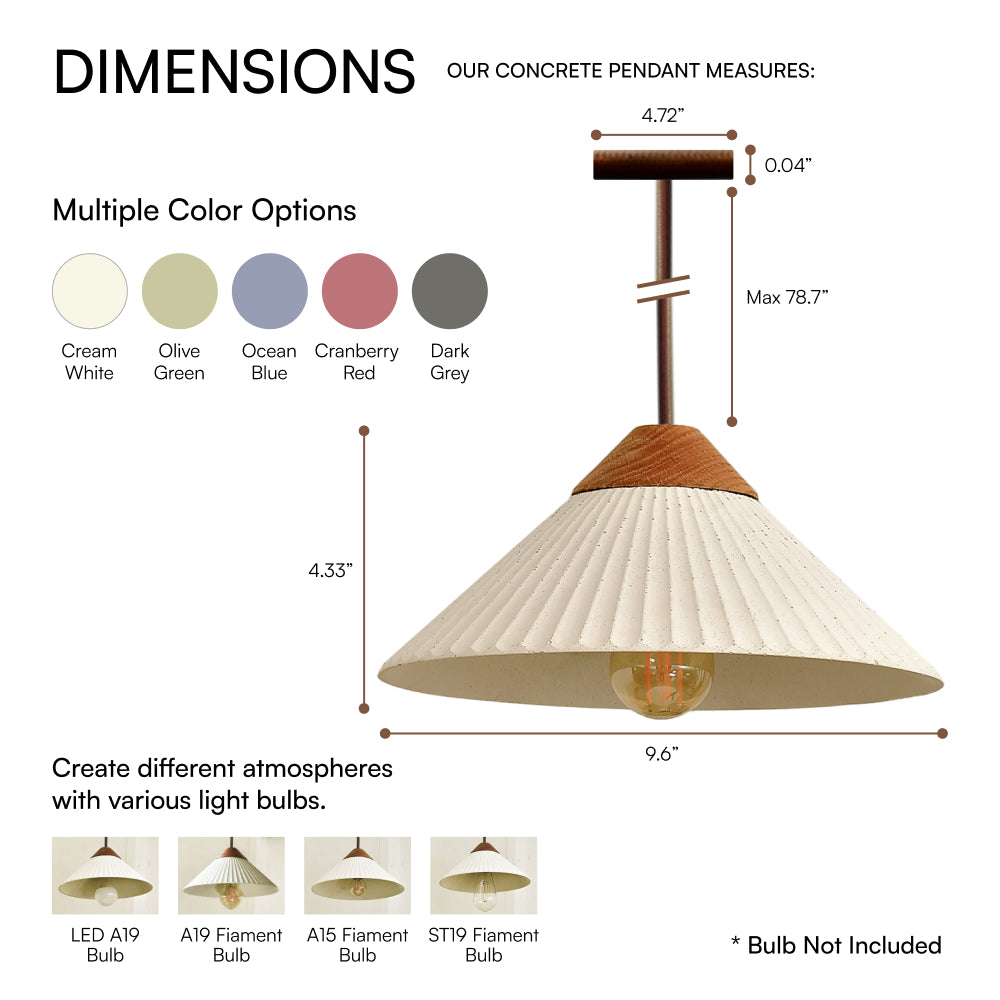 Summit Mountain Concrete Hanging Pendant Light E26 Socket Line Voltage