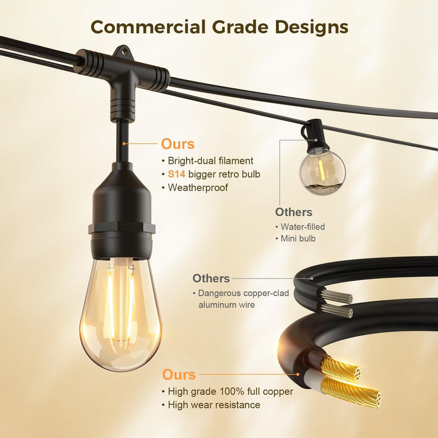 SL102 LED Dimmable Smart Bistro Outdoor String Lights